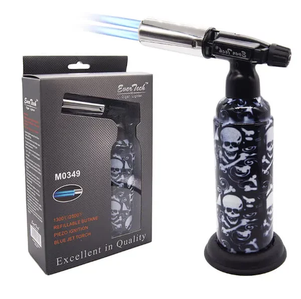 M0349 EVERY TECH HEAVY DUTY TABLE SIDE TORCH WITH DOUBLE FLAMES-SKULL ...